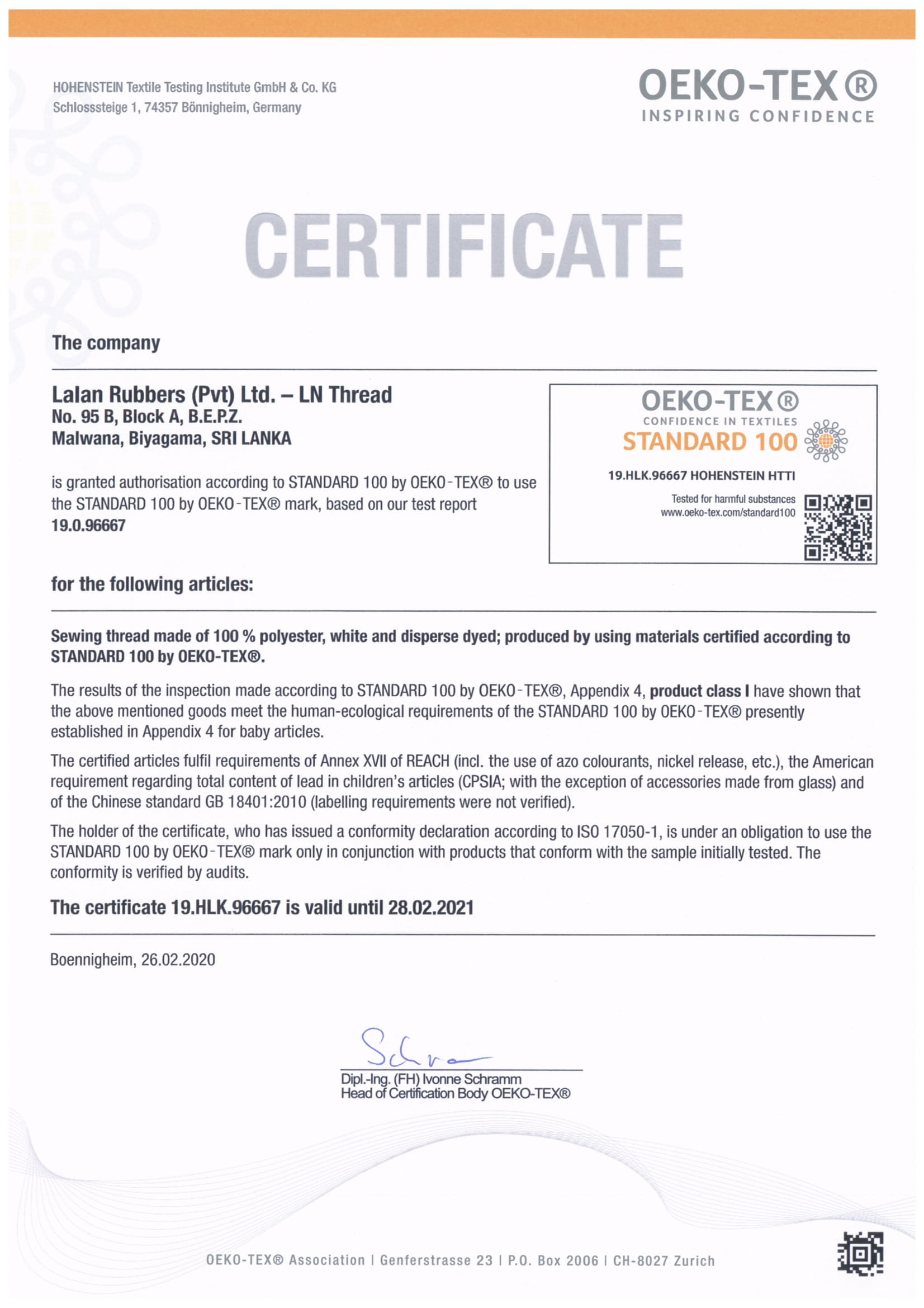 CERTIFICATION – LALAN GROUP